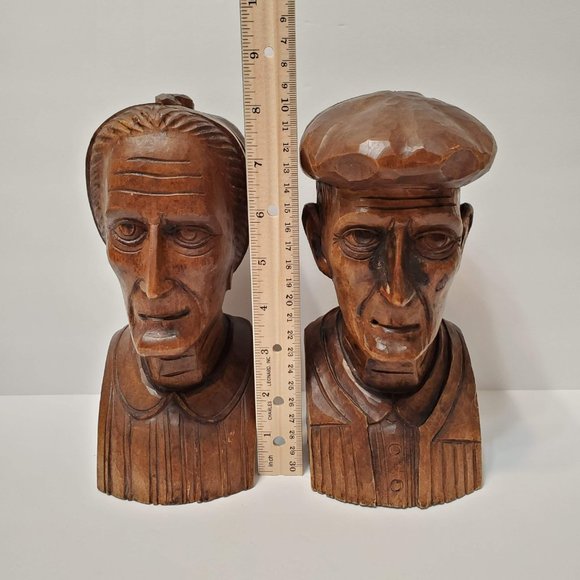 Jose Alberdi | Art | Hand Carved Wood Busts J Alberdi Midcentury ...